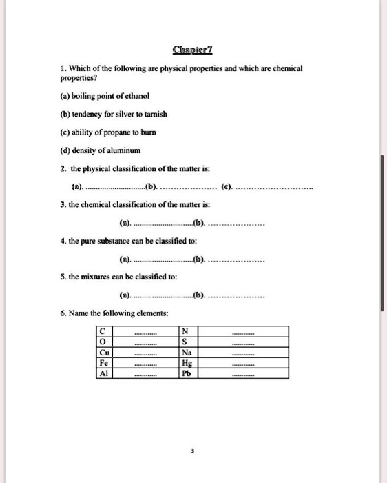SOLVED: Chtul Which ofthe following are physical propertics and #hich ...
