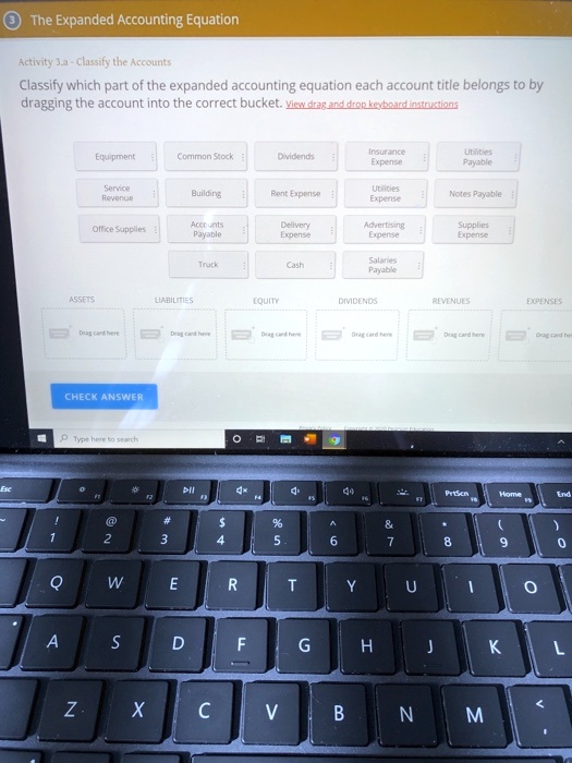 The Expanded Accounting Equation Activity 3.a - Classify the Accounts ...
