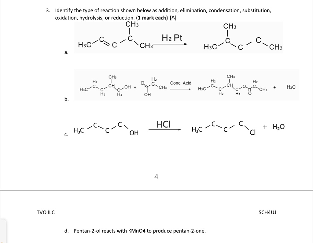 identify the type of reaction shown below as addition elimination ...