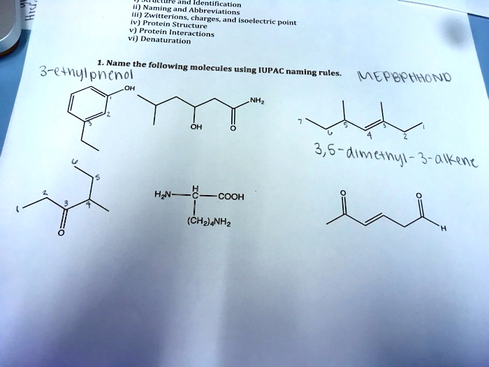 SOLVED: NAme Udentilication Abbreviations Zwitterions charges ...
