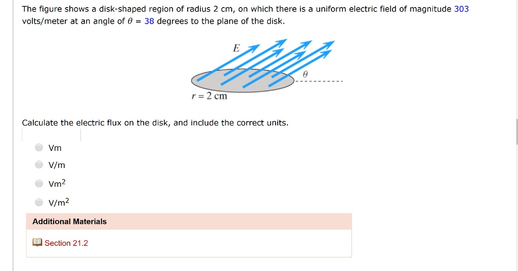SOLVED: The figure shows a disk-shaped region of radius 2 cm, on which ...