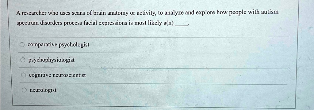SOLVED: A researcher who uses scans of brain anatomy or activity to ...