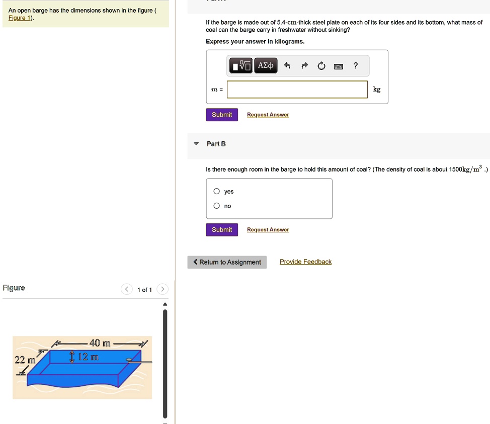 an open barge has the dimensions shown in the figure figure 1 figure figure an open barge has ...