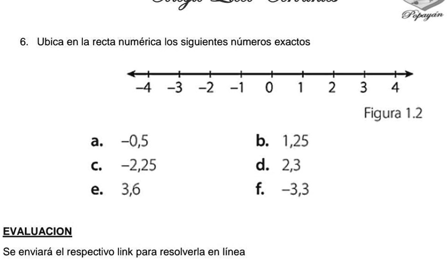 6 ubica en la recta numerica los siguientes numeros exactos ubica en la ...