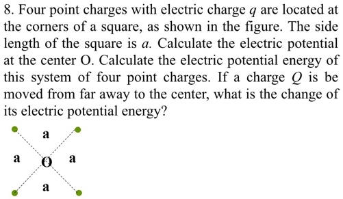8 four point charges with electric charge q are located at the corners ...