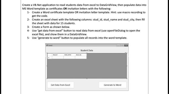 SOLVED: Please help, I need a full folder. Create a VB.Net application ... SOLVED: Please help, I need a full folder. Create a VB.Net application ...