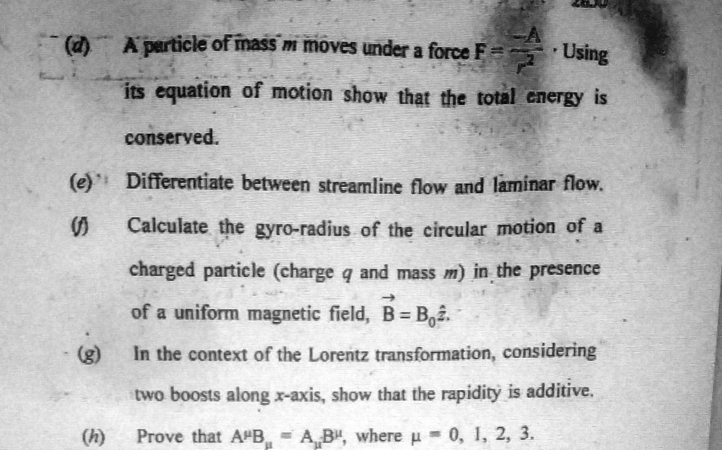 SOLVED: Using its equation of motion, show that the total energy is conserved. (e) Calculate the ...