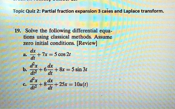 topic quiz 2 partial fraction expansion 3 cafes and laplace transform 119 solve the following ...