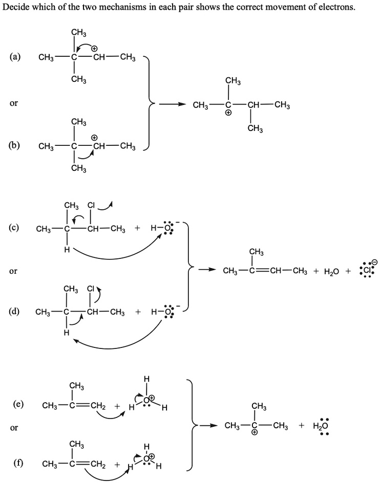 Decide which of the two mechanisms in each pair shows the correct ...