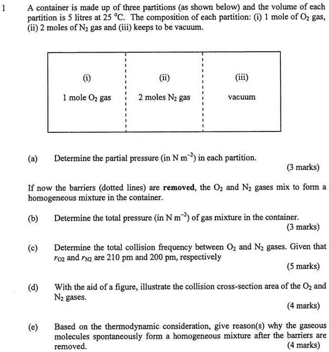 a container is made up of three partitions as shown below and the ...