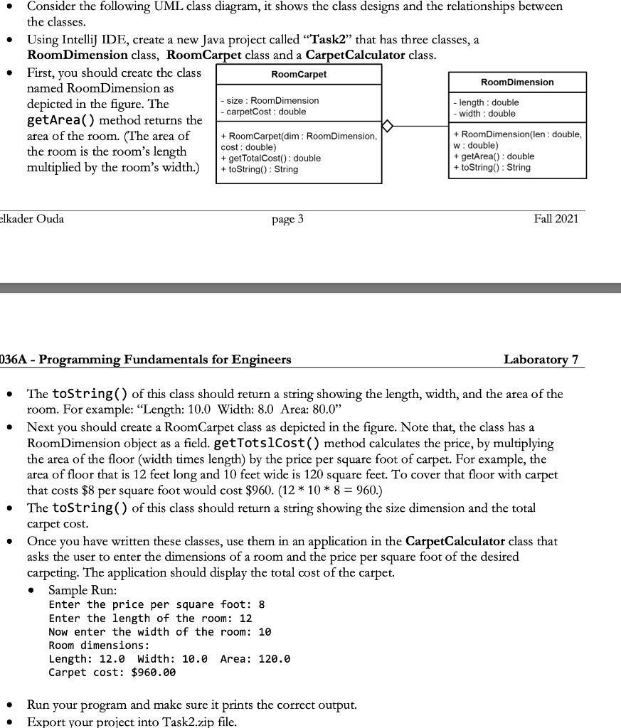 SOLVED: Consider the following UML class diagram, which shows the class ...