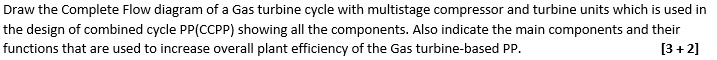 SOLVED: Draw the Complete Flow diagram of Gas turbine cycle with ...