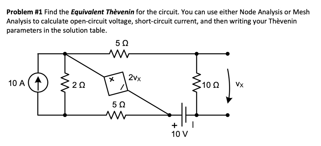 SOLVED: Problem #1: Find the Equivalent Thevenin for the circuit. You can use either Node ...