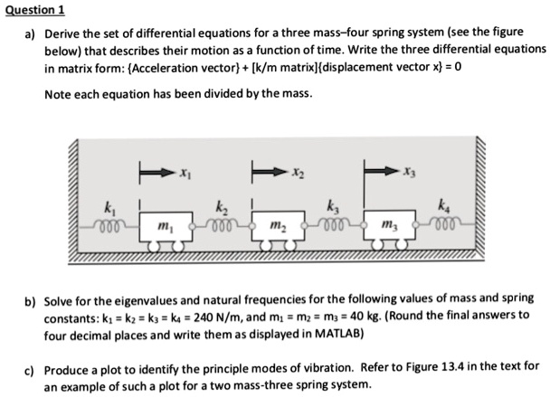 SOLVED: Question 1 a) Derive the set of differential equations for a ...
