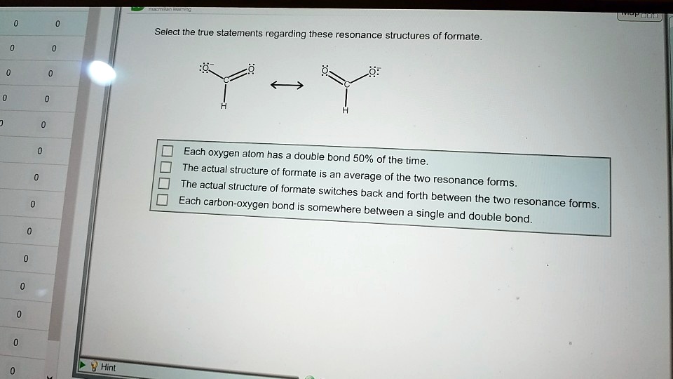 SOLVED: Select the true statements regarding these resonance structures ...