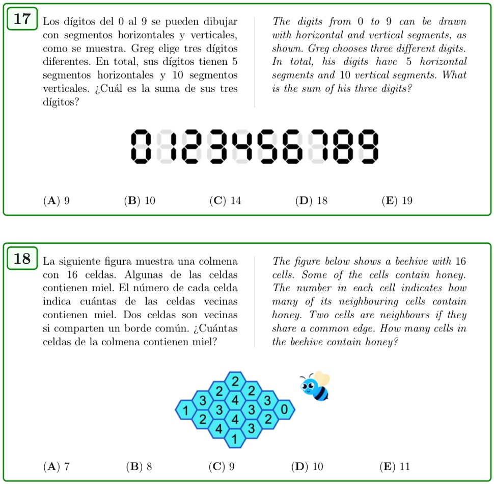 17 Los dígitos del 0 al 9 se pueden dibujar con segmentos horizontales ...