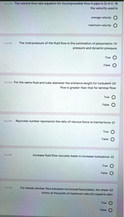 SOLVED: The volume flow rate equation for incompressible flow in a pipe ...