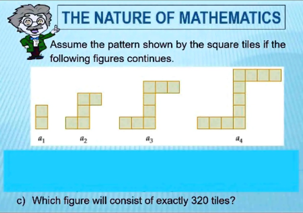THE NATURE OF MATHEMATICS Assume the pattern shown by the square tiles ...