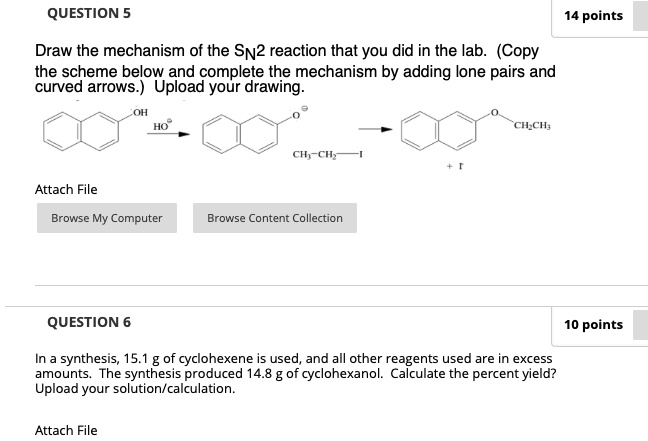 SOLVED: QUESTION 5 14 points Draw the mechanism of the SN2 reaction ... SOLVED: QUESTION 5 14 points Draw the mechanism of the SN2 reaction ...