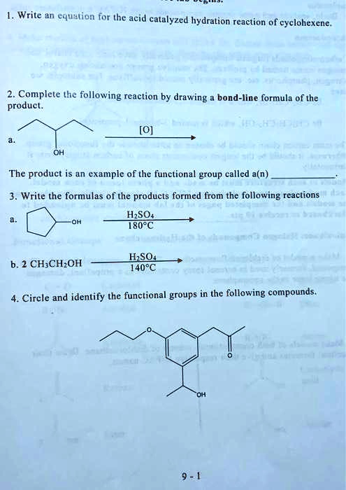write an equstion for the acid catalyzed hydration renction of ...