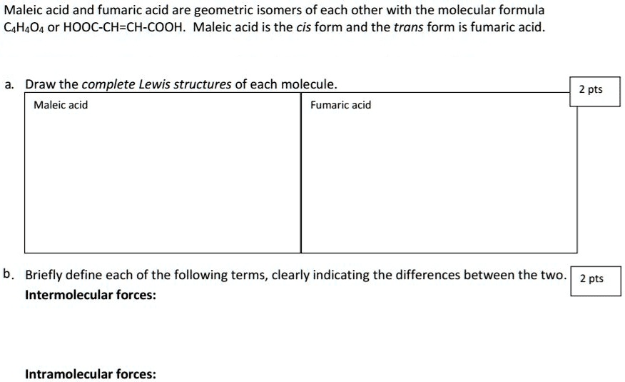 Maleic acid and fumaric acid are geometric isomers of each other with ...