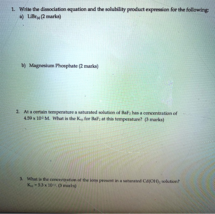 Write the dissociation equation and the solubility product expression ...