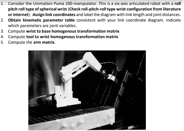 Consider the Unimation Puma 200 manipulator. This is a six-axis ...