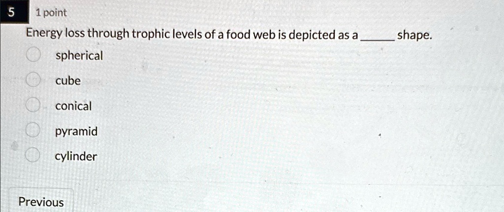 SOLVED: 51 point Energy loss through trophic levels of a food web is depicted as a shape ...
