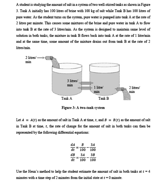 SOLVED: A shdent is studying the amott of salt in a System of tro well ...