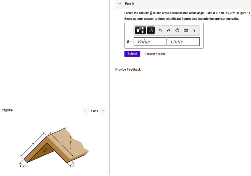 SOLVED: Locate the centroid y for the cross-sectional area of the angle. Take h = 7m, t = 2m ...