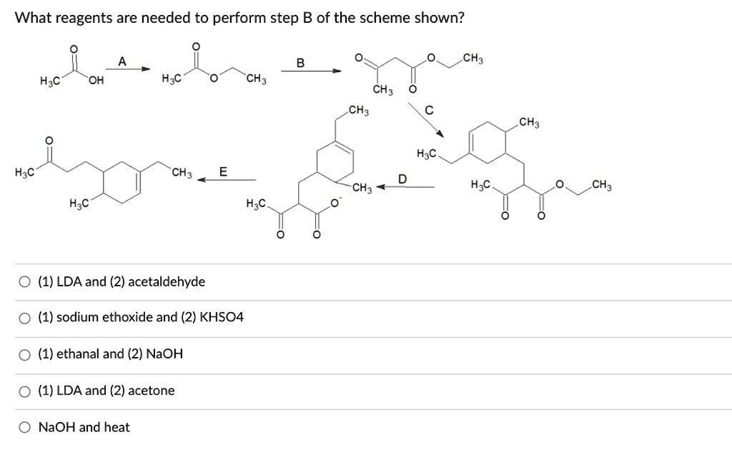 SOLVED: What reagents are needed to perform step B of the scheme shown? CH3 H3C OH H3C CH3 CH3 ...