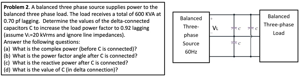 SOLVED: Problem 2. A balanced three-phase source supplies power to a balanced three-phase load ...