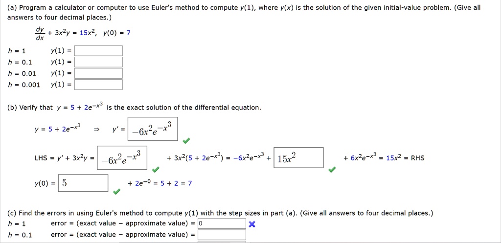 SOLVED:(a) Program calculator or computer to use Euler's method to ...