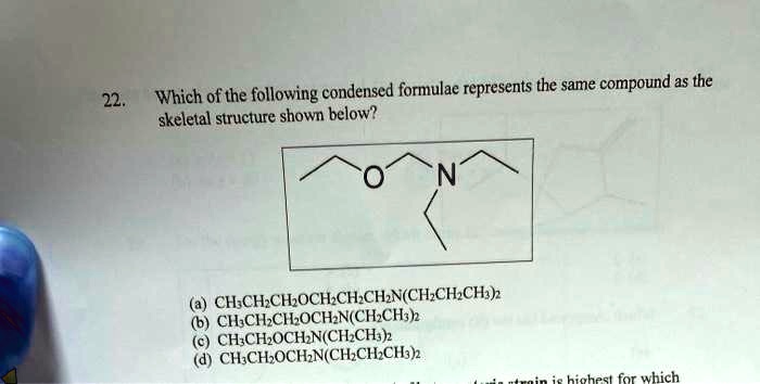 SOLVED: Texts: 22. Which of the following condensed formulae represents ...