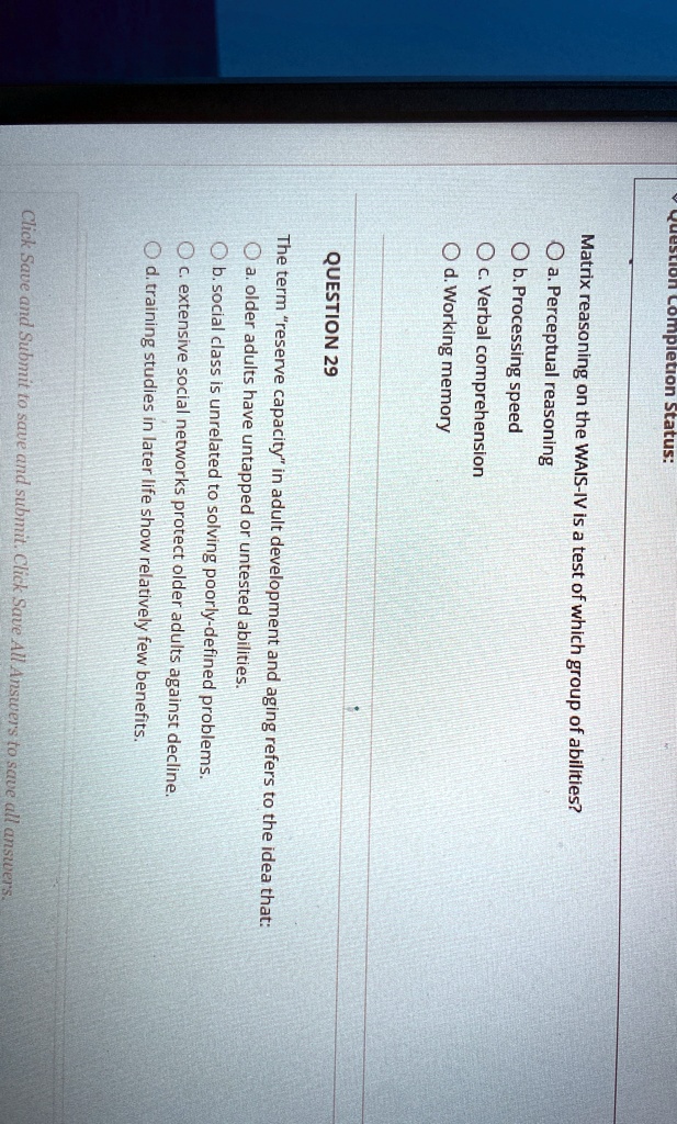 question completion status matrix reasoning on the wais iv is a test of ...