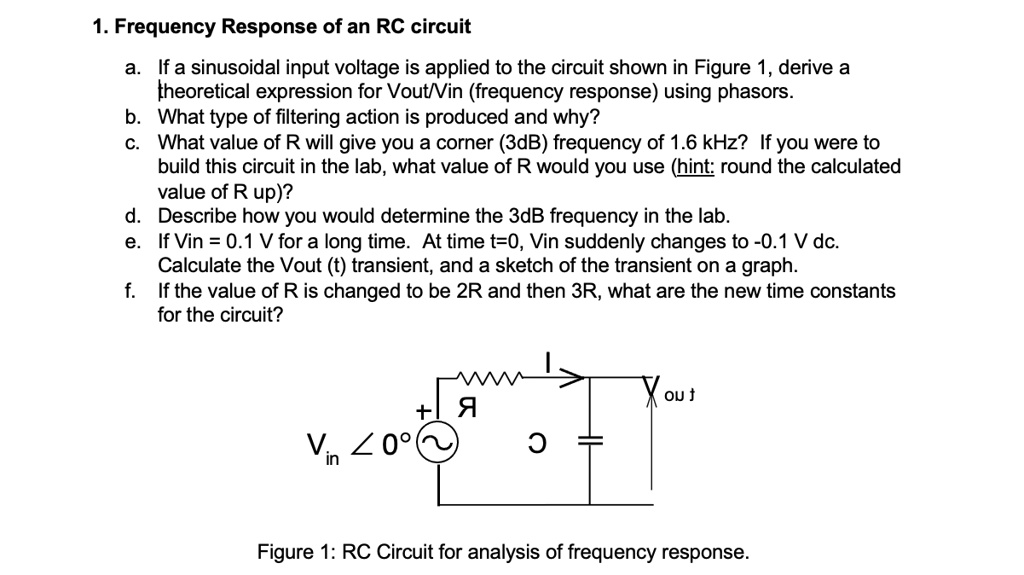 Solved 1 Frequency Response Of An Rc Circuit A If A Sinusoidal Input Voltage Is Applied To 