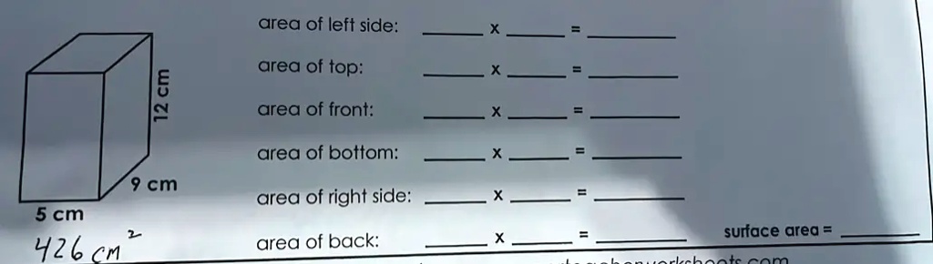[GET ANSWER] area of left side area of top 5 area of front area of ...