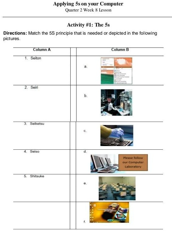 answer the 5s topic applying 5s on your computer please help applying ss on your computer ...