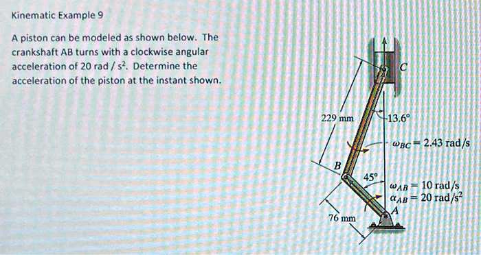 Kinematic Example 9 A piston can be modeled as shown below. The ...