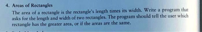 Solved Areas Of Rectangles The Area Of A Rectangle Is The Rectangle S Length Times Its Width