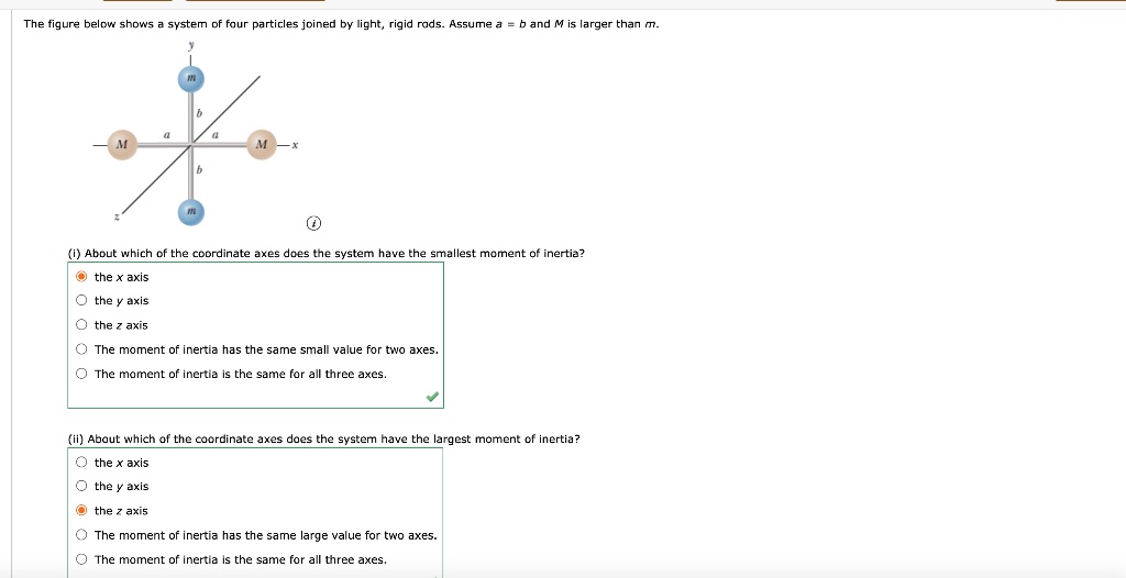 the figure belov shows sustem faur particles joined by light rigid rads assume and larger than ...