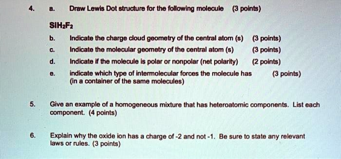 SOLVED: Draw Lewis Dot structure for the following molecul points ...