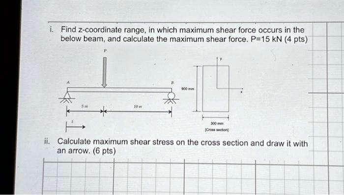 SOLVED: Find the z-coordinate range in which the maximum shear force occurs in the beam below ...