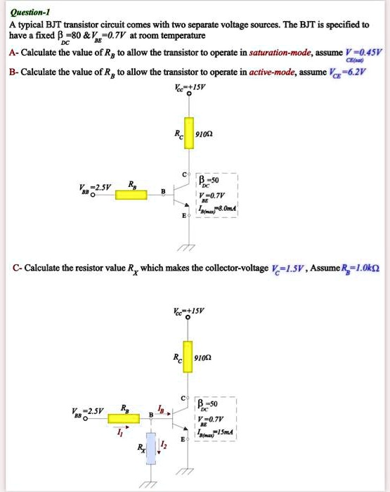 question 1 a typical bjt transistor circuit comes with two separate voltage sources the bjt is ...