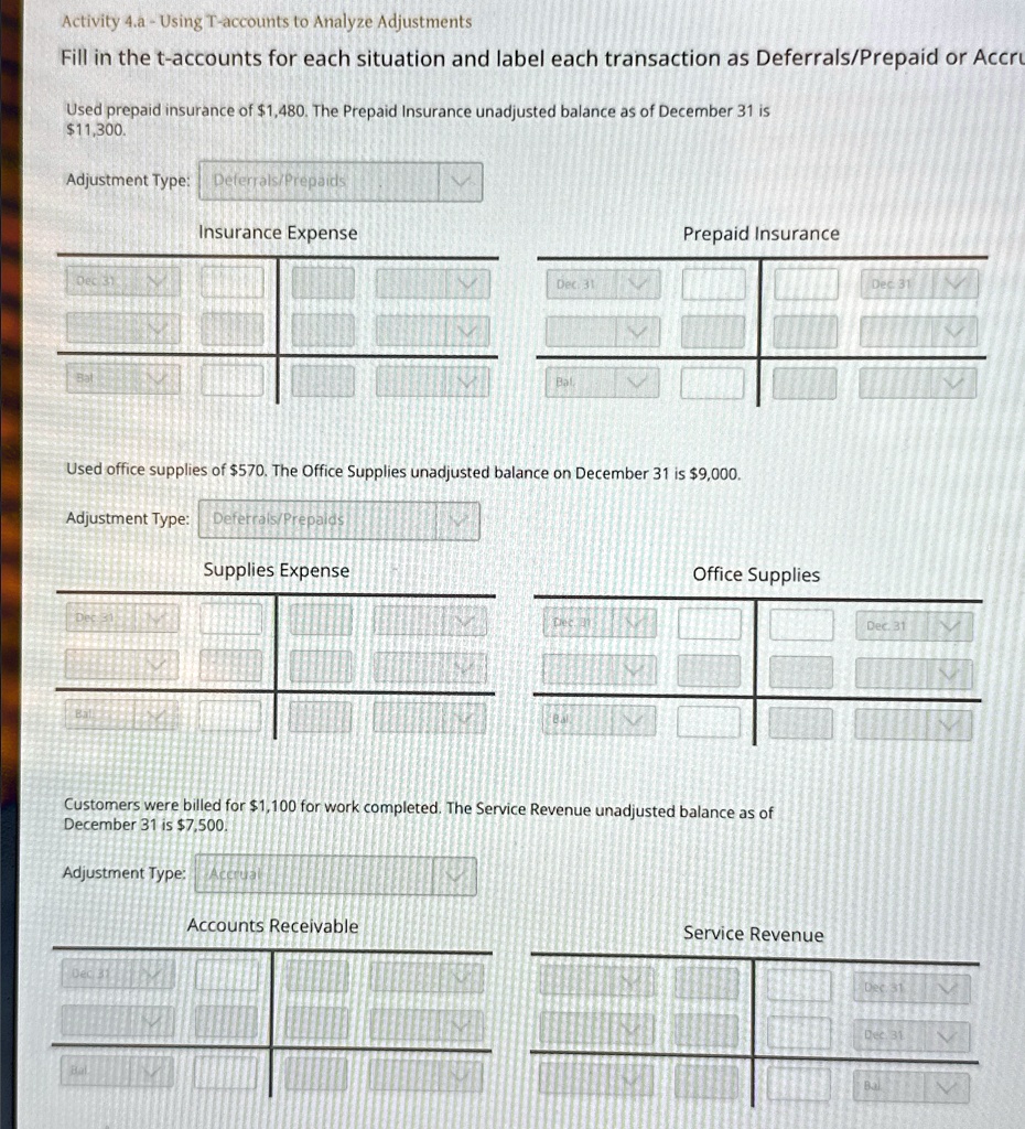 SOLVED: Calculate the adjusted balance and show the end balance of each ...