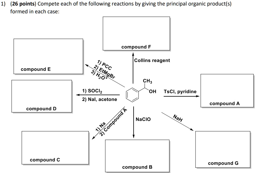 SOLVED:1) (26 points) Compete each of the following reactions by giving ...