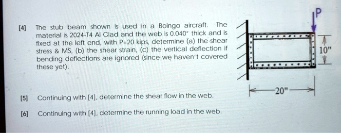 SOLVED: [4] The stub beam shown is used in a Boeing aircraft. The ...