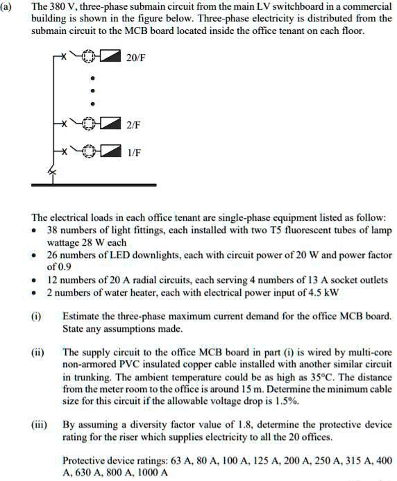 SOLVED: The 380 V three-phase submain circuit from the main LV ...