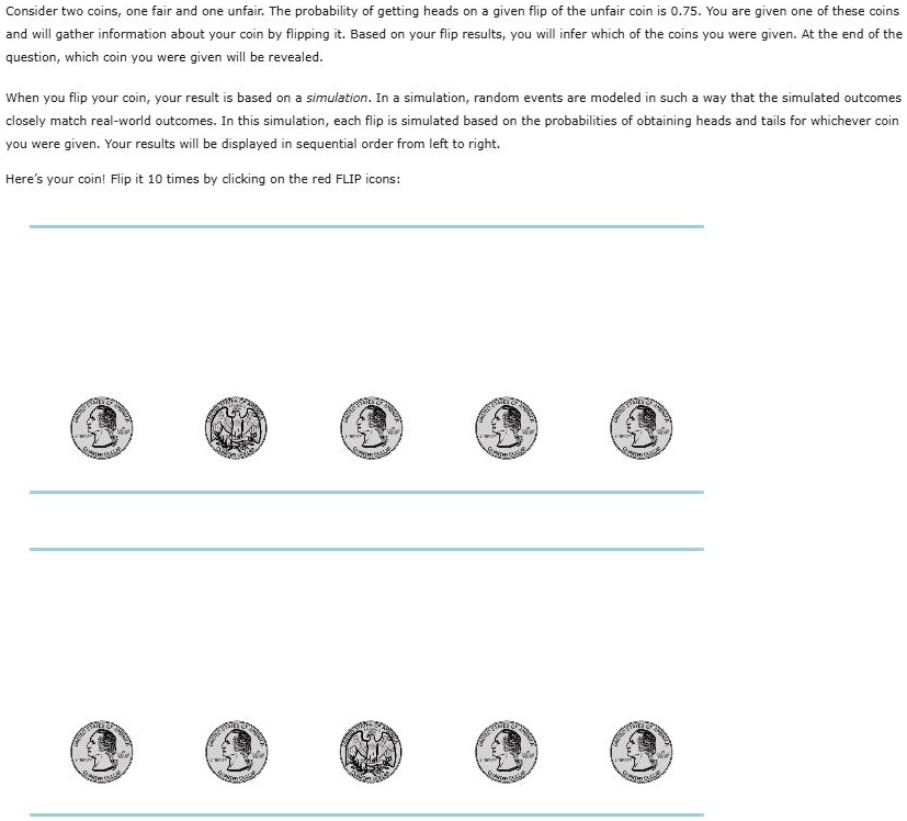 SOLVED: Consider two coins, one fair and one unfair. The probability of getting heads given a ...
