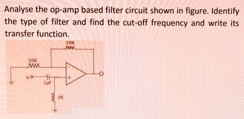 SOLVED: Analyse the op-amp based filter circuit shown in figure ...